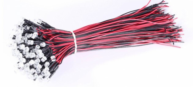 LEDs 5mm Warm White Flat Top DC 9-12V with Pre-Soldered 20cm Wire (10 ...